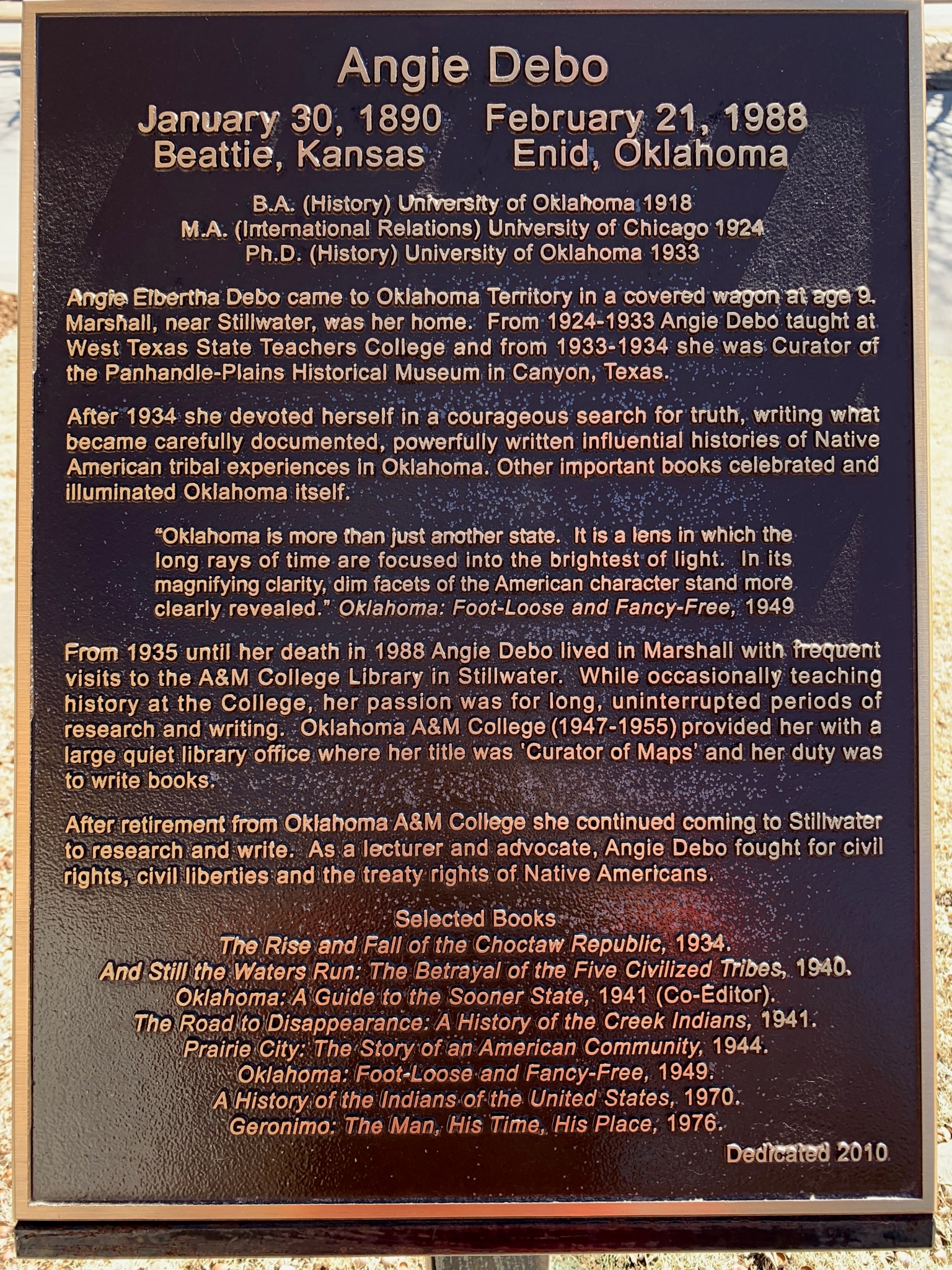 Dr. Angie Debo Statue: Stillwater, OK – The Active Historian